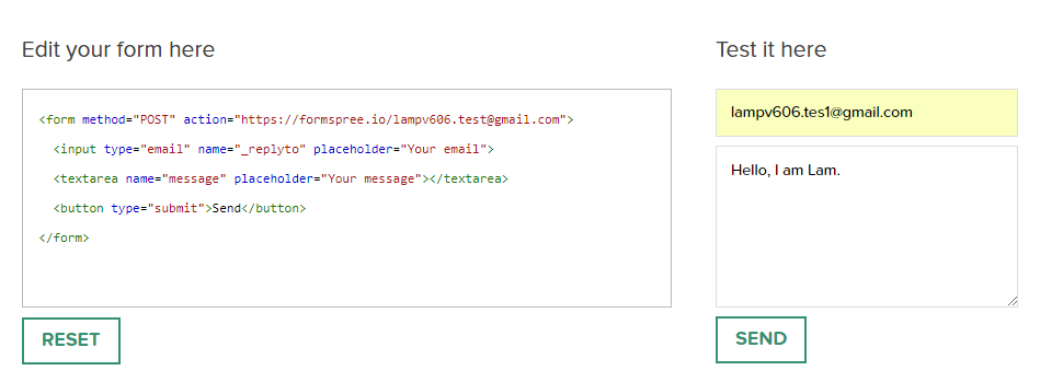 Gửi email bằng HTML và Formspree.io - Complete JavaScript